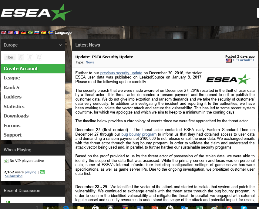 Le site de jeu Esea refuse de payer suite à son piratage…