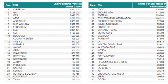Classement 2018 des ESN en France : et les champions du chiffre d ...
