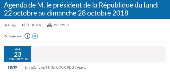 Une rencontre entre Emmanuel Macron et Tim Cook pour parler fiscalité
