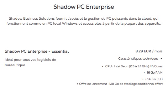 Shadow PC Essential : un PC dans le Cloud à 9,99€/mois