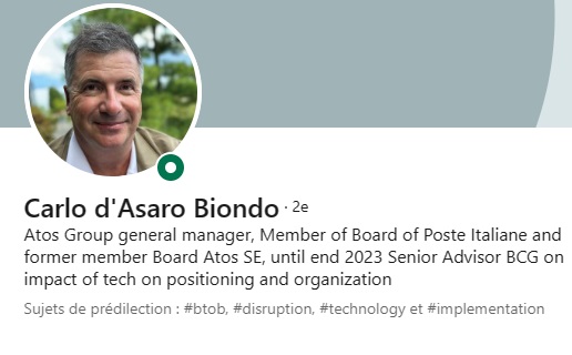 Carlo d’Asaro Biondo nommé Group General Manager d’Atos