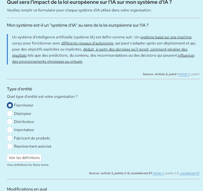 Êtes-vous soumis à l’IA Act ? Faites le test